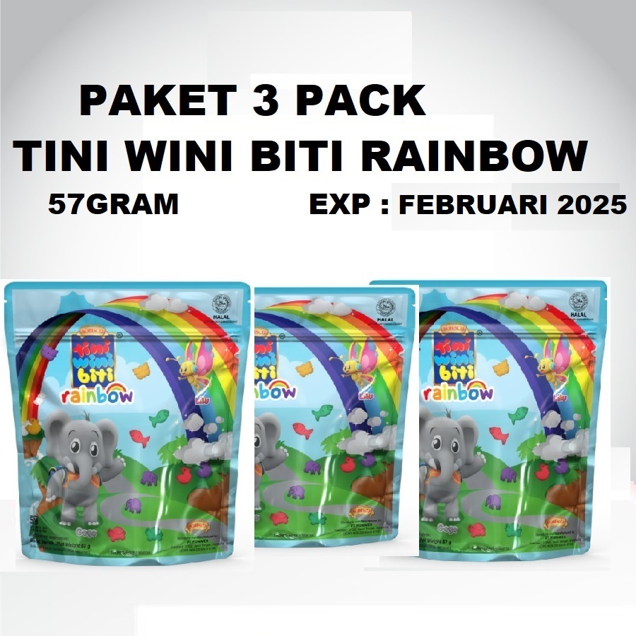 Jual PAKET 3 PACK Tini Wini Biti Rainbow Biskuit Anak Imut Enak 57 gr ...