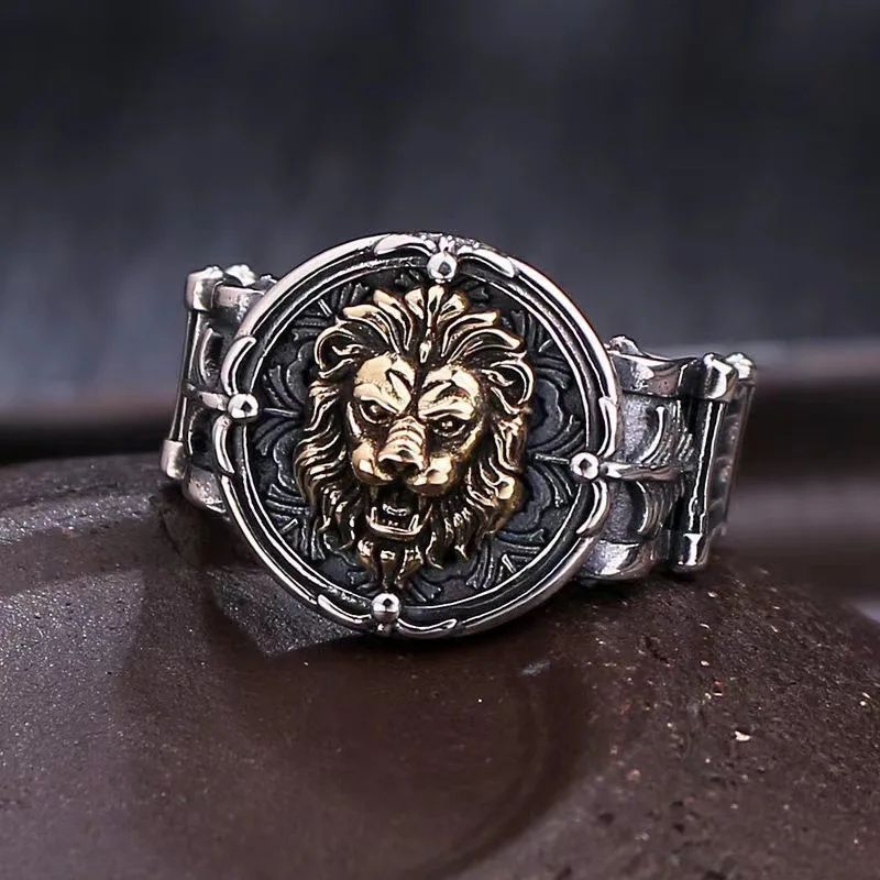 Jual Cincin Elegan Desain Lambang Ukiran Kepala Raja Singa Emas ...