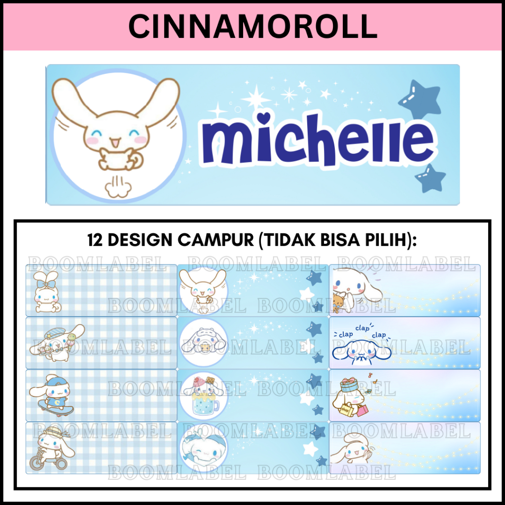 Jual STIKER STICKER LABEL NAMA WATERPROOF BASIC: CINNAMOROLL | Shopee ...