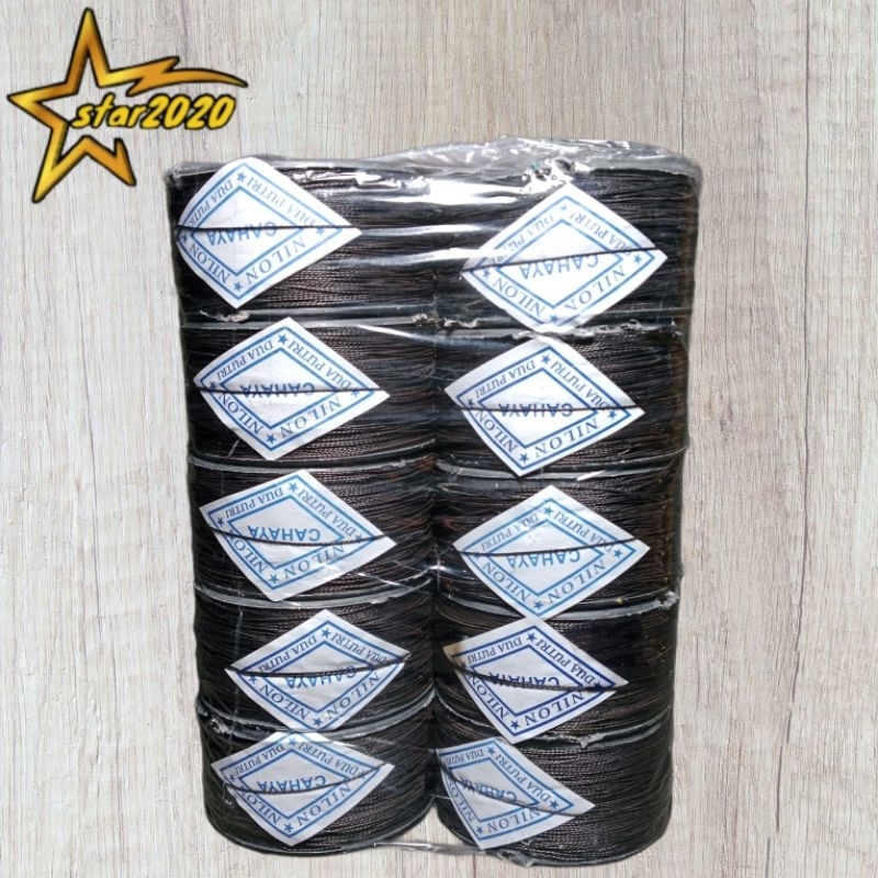 Jual benang sol sepatu warna hitam nilon rol jumbo 1pack isi 10pcs ...