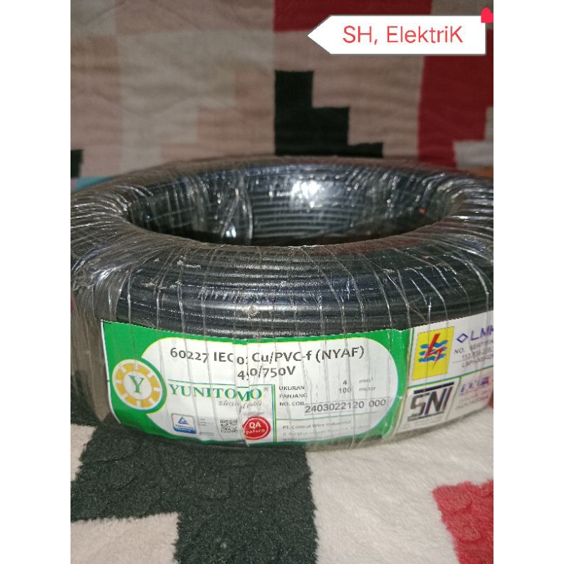 Jual kabel nyaf 1x4mm yunitomo serabut tembaga asli | Shopee Indonesia