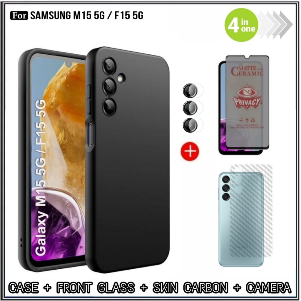 Jual PAKET 4IN1 Case Samsung M15 5G , F15 5G Soft Case Black Matte ...
