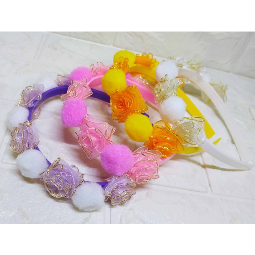 Jual SHOPEE SALE Bando Mawar Pom Pom Aksesoris Rambut Bando Cantik Lucu ...