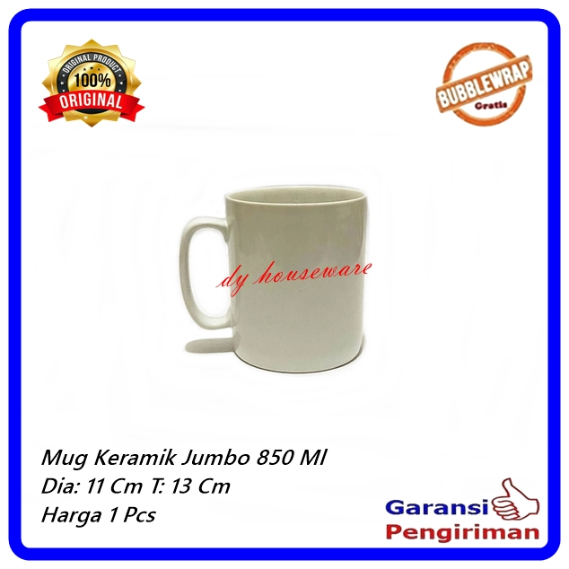 Jual Mug Keramik Jumbo Gelas Mug Keramik Besar 860 Ml Putih Polos ...