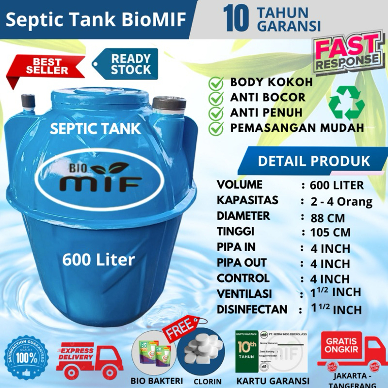 Jual septic tank bio, biotank, biotaff, biofilter, biotech, biomif, 600 ...