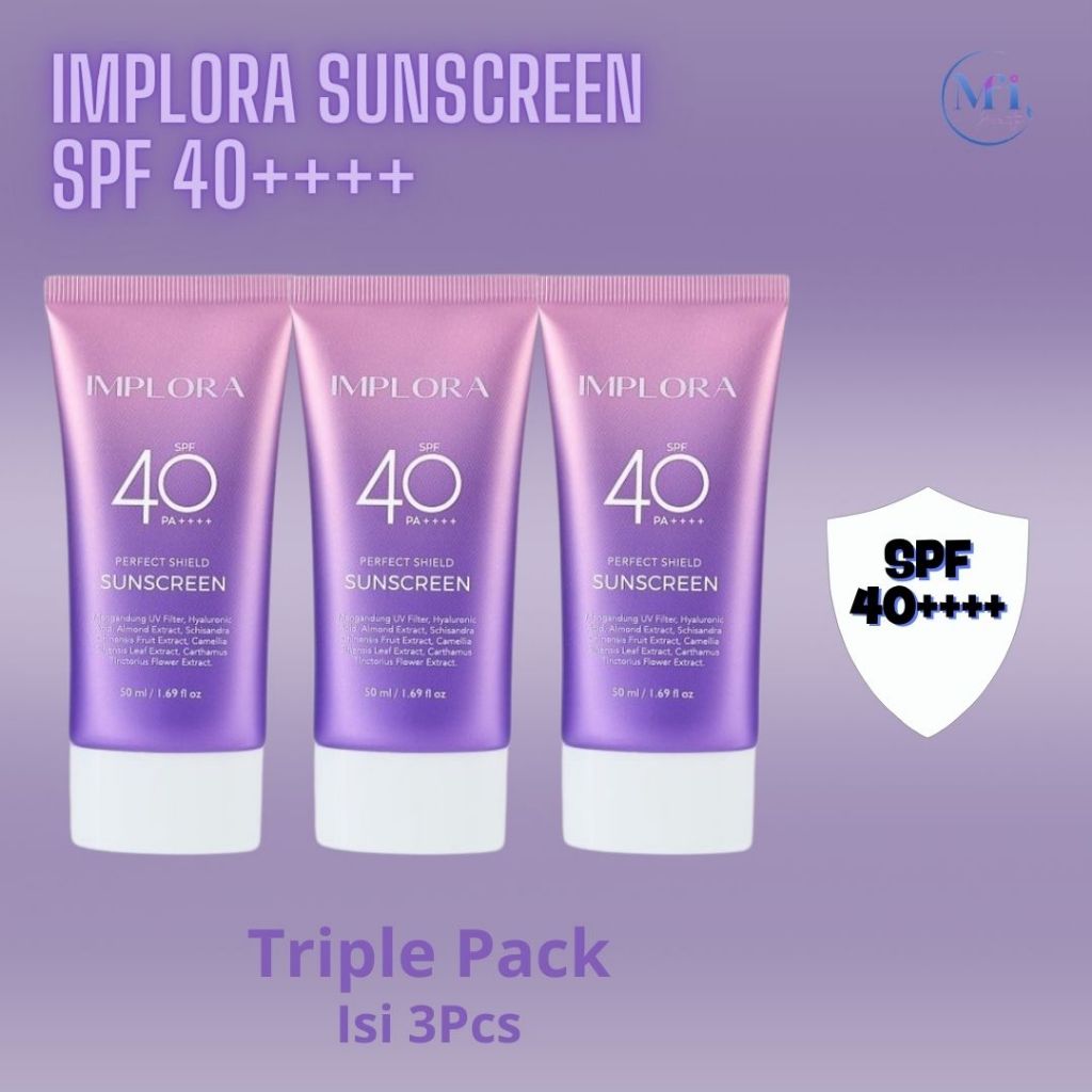 Jual MFI - Triple Pack (Isi 3pcs) Implora Perfect Shield Sunscreen SPF40++ 50 ML | BPOM Physical ...