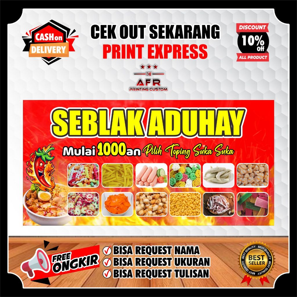 Jual Spanduk/Banner Seblak Prasmanan Bisa Pakai Nama Toko Ukuran ...
