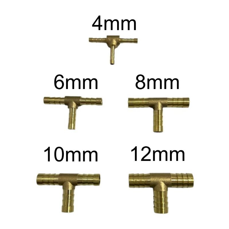 Jual Sambungan Selang T / Tee Kuningan Diameter Luar 4mm / 6mm / 8mm ...