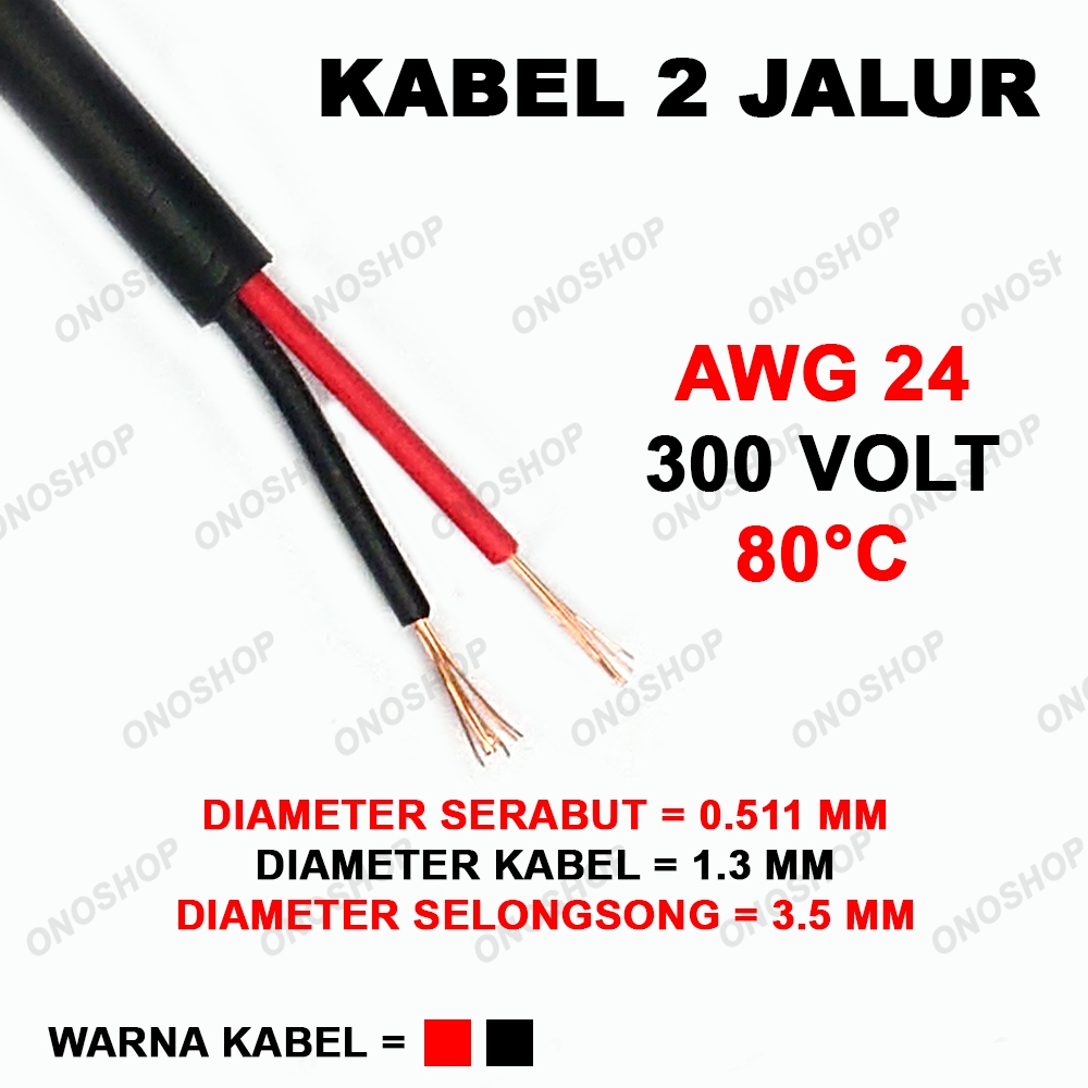 Jual Kabel AWG 24 (2 Jalur) + Selongsong @ 1 Meter | Shopee Indonesia