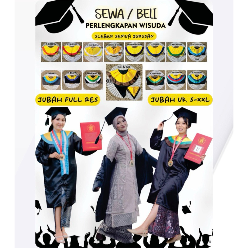 Jual Perlengkapan wisuda / baju toga wisuda Makassar / Baju toga ...