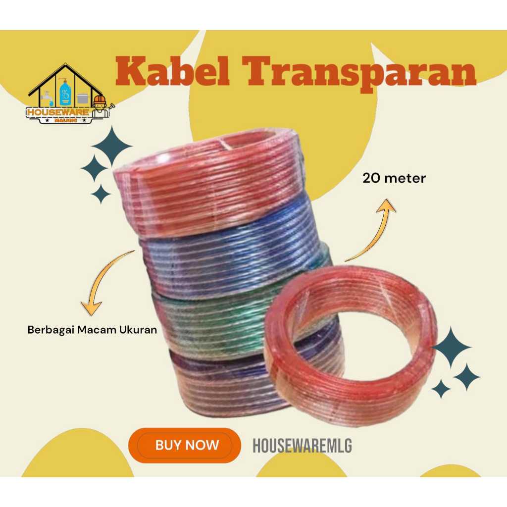 Jual Kabel Transparan 2x30 2x50 2x80 20M Kabel Listrik Serabut | Shopee ...
