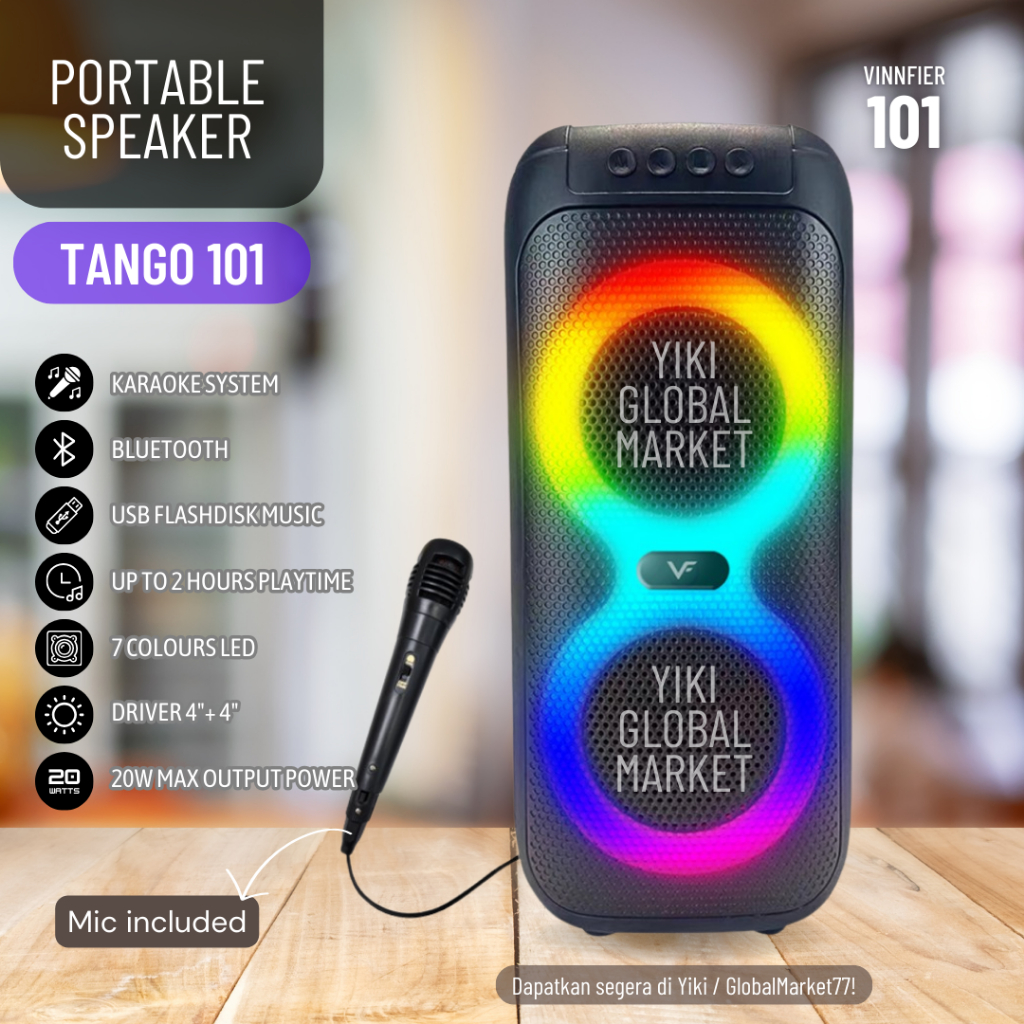 Jual Speaker Portable Tango 101 Vinnfier termasuk Microphone Mic | Shopee Indonesia