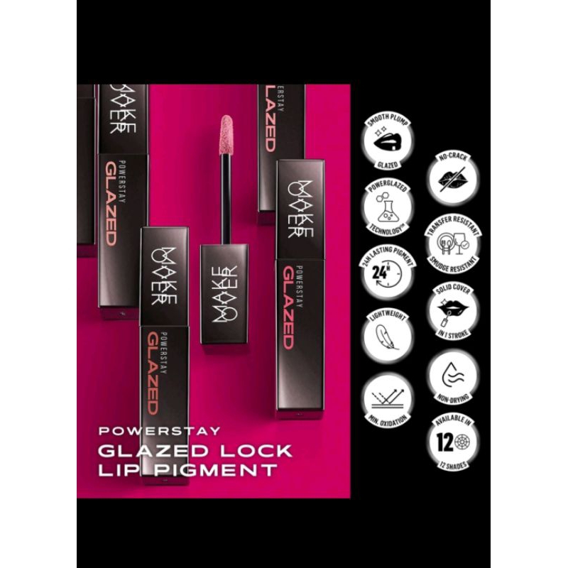 Jual MAKE OVER glazed powerstay lock lip pigment | Shopee Indonesia