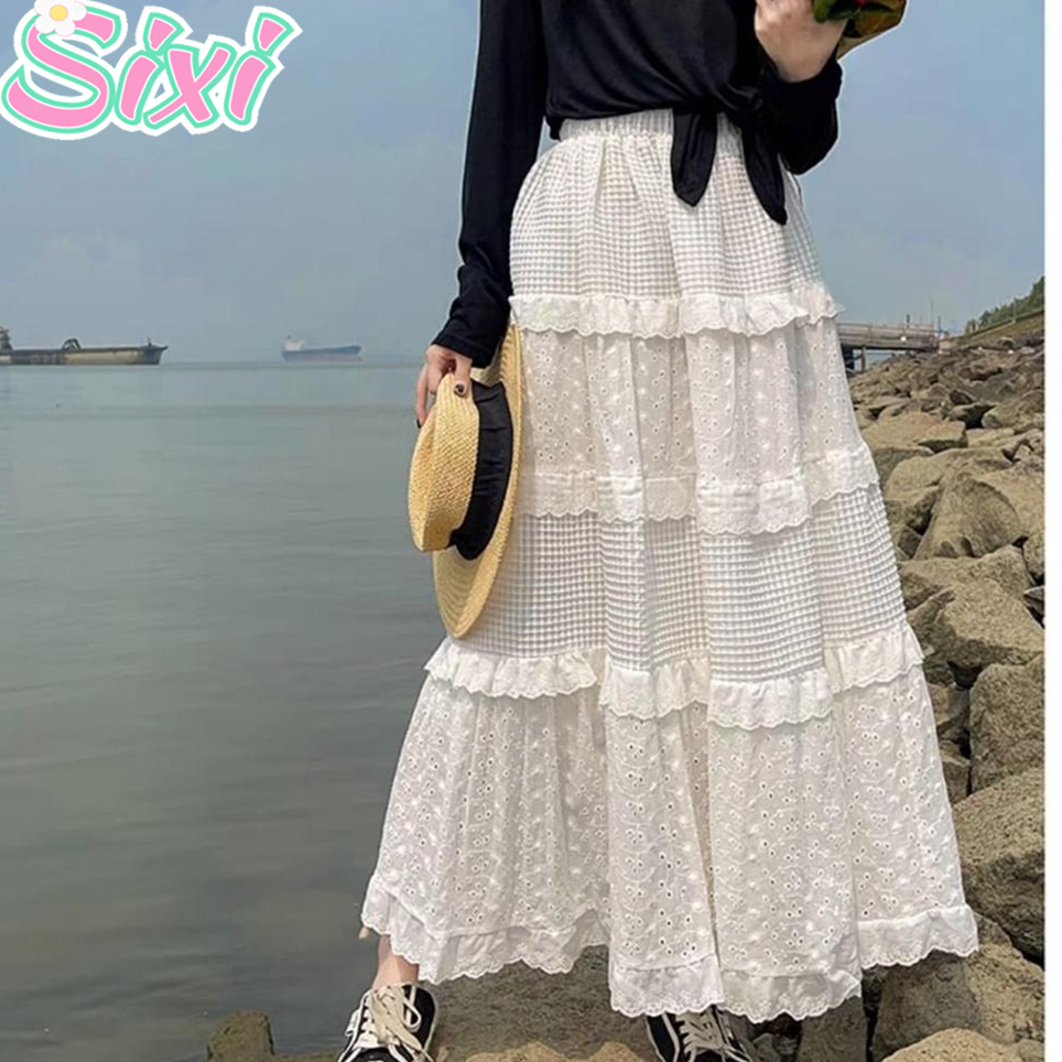 Jual SIXI Rok Putih Renda Pinggang Tinggi Kualitas Tinggi Impor Baru ...
