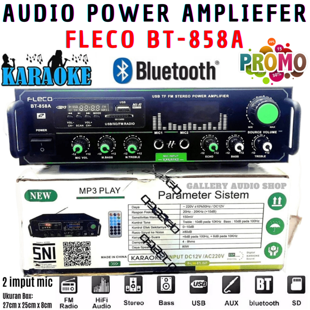 Jual ~READY STOCK | BISA COD~Audio Power Amplifier FLECO BT-858A / AV ...