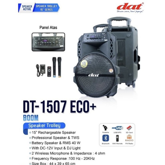 Jual SPEAKER PORTABLE DAT DT1507 BLUETOOTH, USB, dan MP3 15 Inch ...