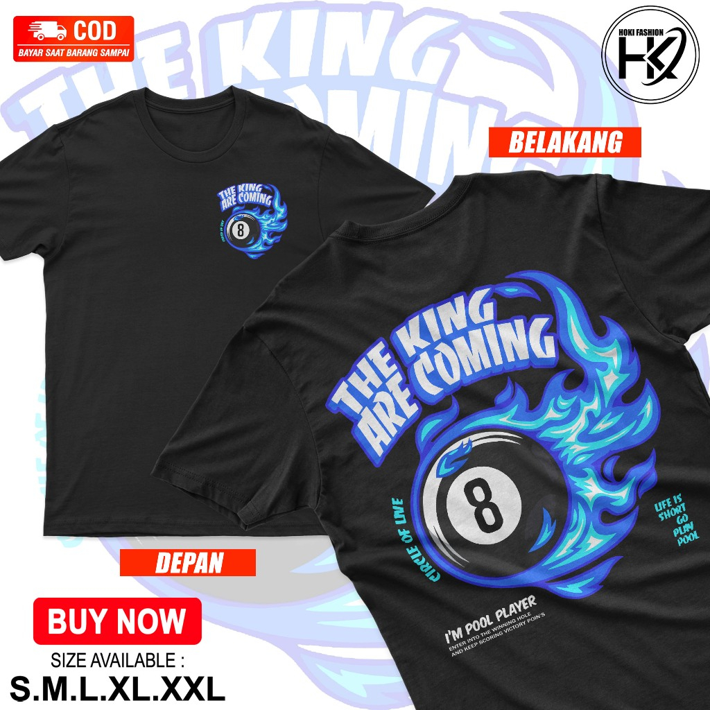 Jual Kaos Billiard The King Are Coming Pool Player Baju Bola Biliar ...