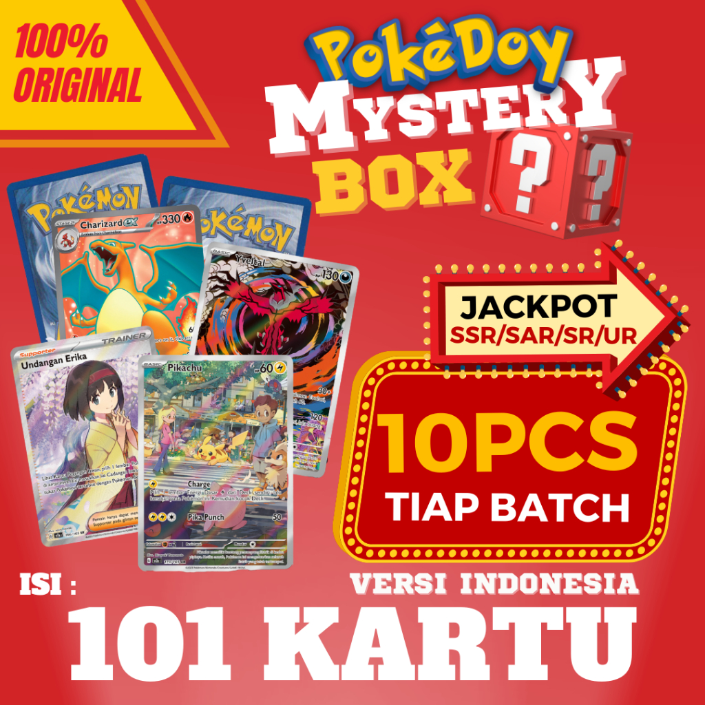 Jual NEW Paket 101 Pokedoy Kartu Pokemon Indonesia TCG Foil SAR V UR SR S EX Card Original ...