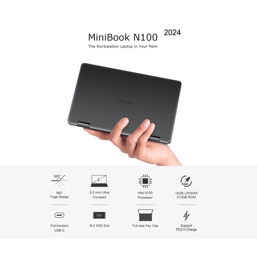 Jual Chuwi MiniBook 2024 Intel 12th Gen N100 16/512GB SSD 8" Mini Yoga ...