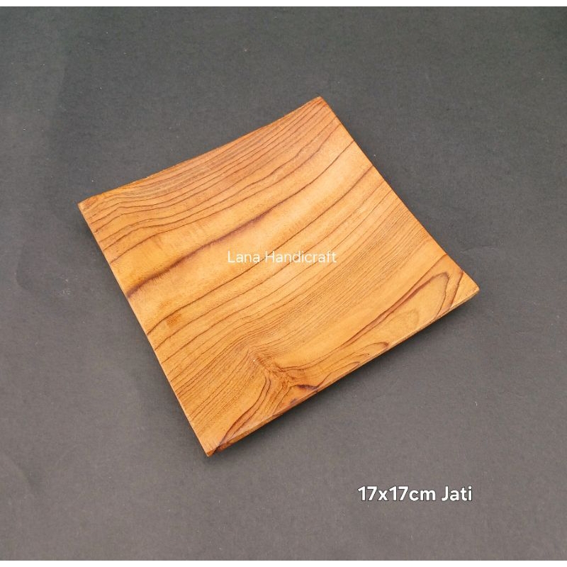 Jual piring kayu/piring saji/piring cekung/piring placemat 17x17cm kayu ...