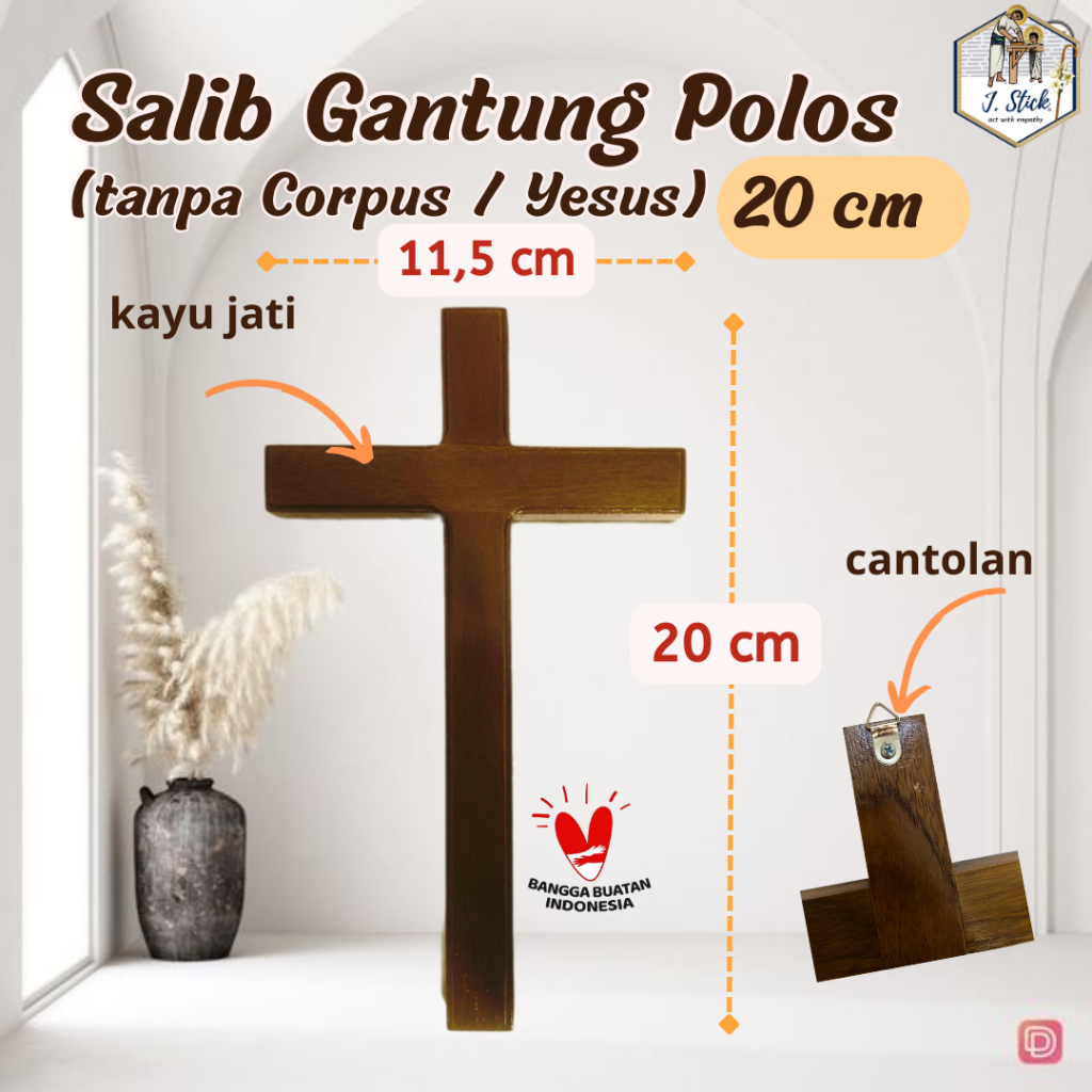 Jual SALIB GANTUNG / DINDING POLOS (Tanpa Corpus), KAYU JATI, 20 cm ...