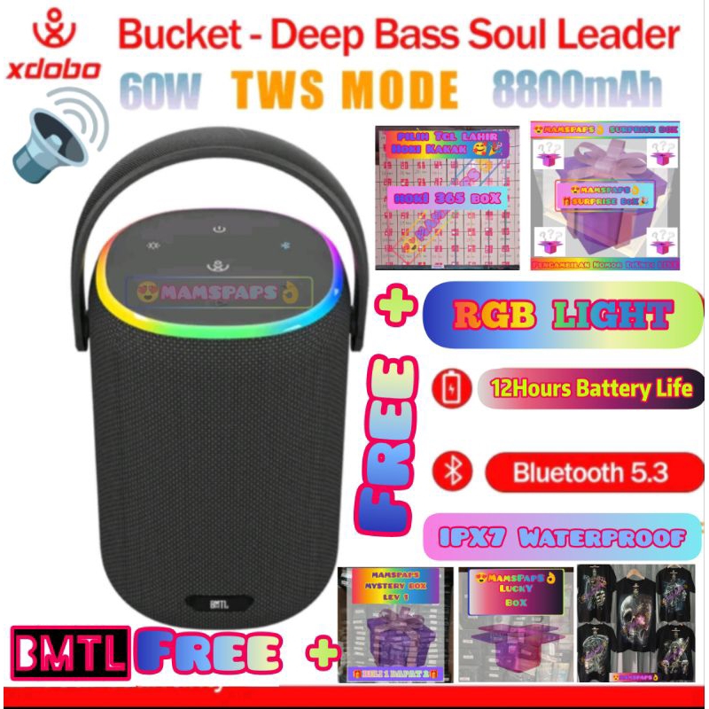 Jual XDOBO BMTL BUCKET 60W RGB LIGHT TWS MODE WIRELESS SPEAKER ...