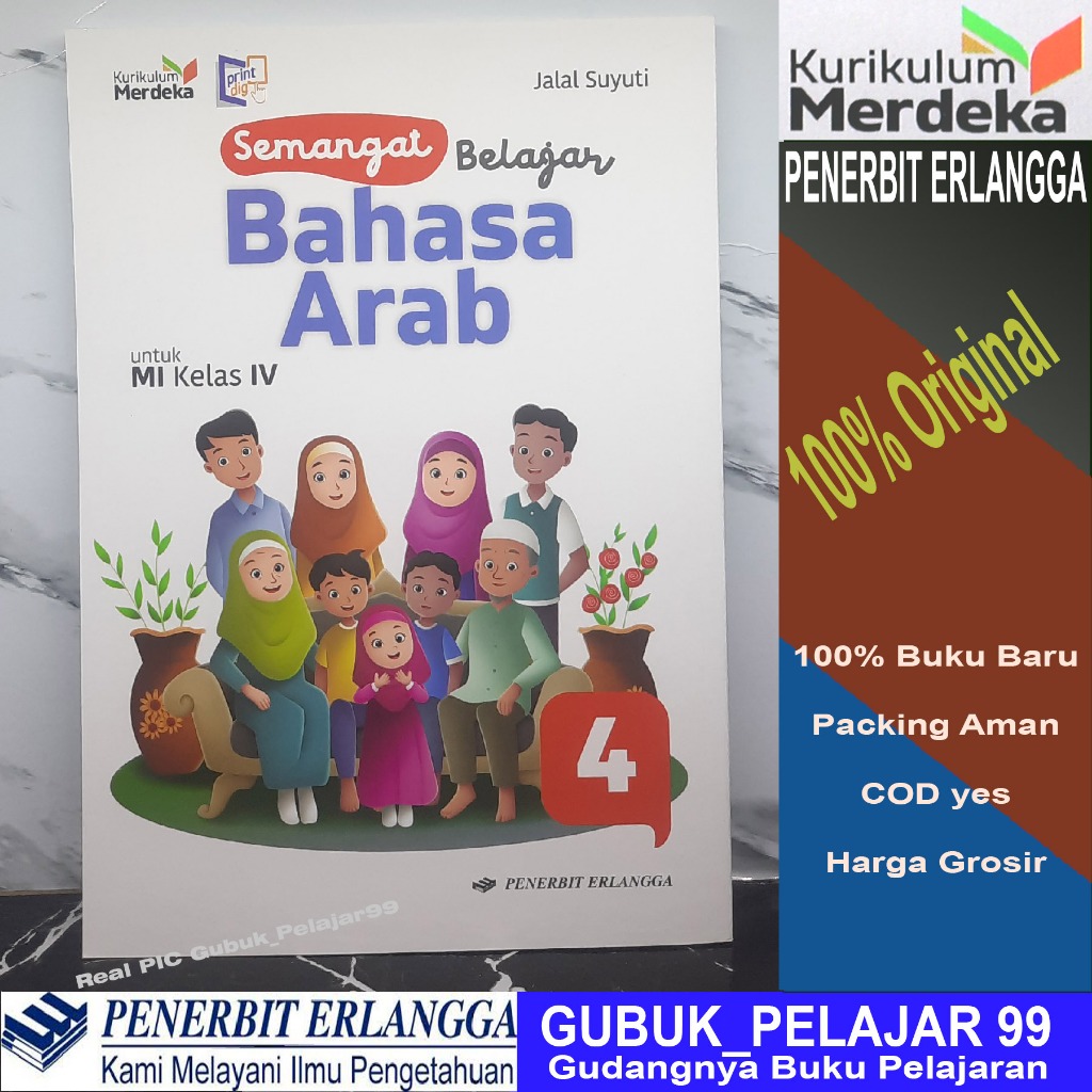 Jual Semangat Belajar BAHASA ARAB Kelas 4 MI Kurikulum Merdeka Original Erlangga Penulis: Jalal ...