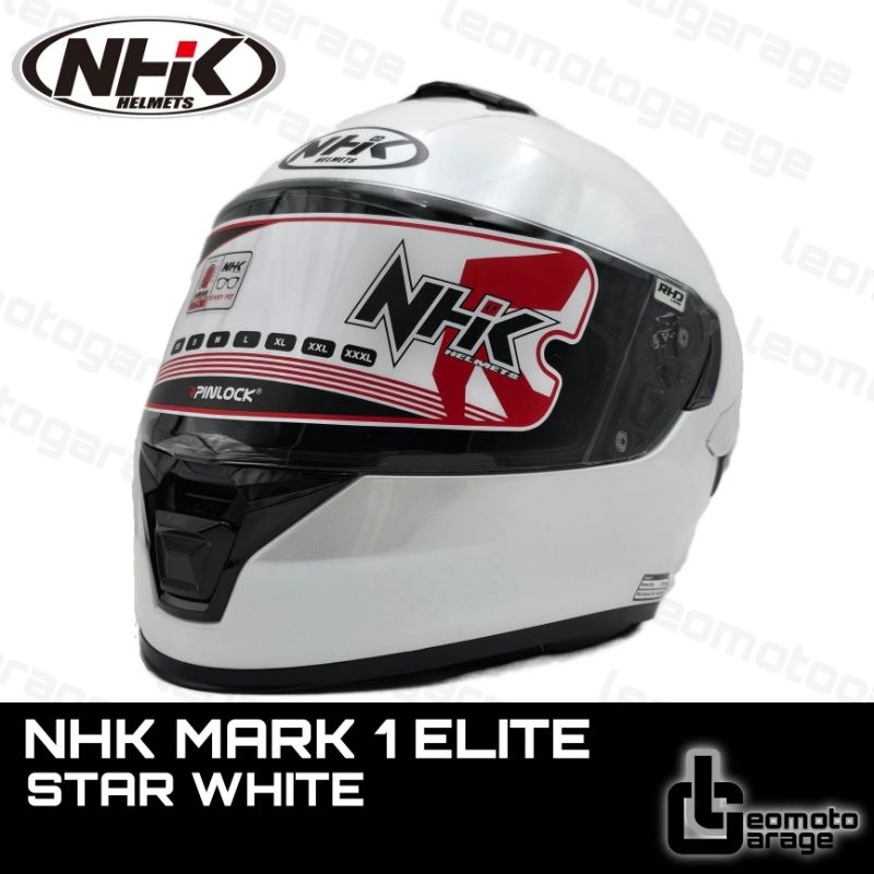 Jual NHK MARK 1 ELITE SOLID/POLOS STAR WHITE HELM FULL FACE | Shopee ...