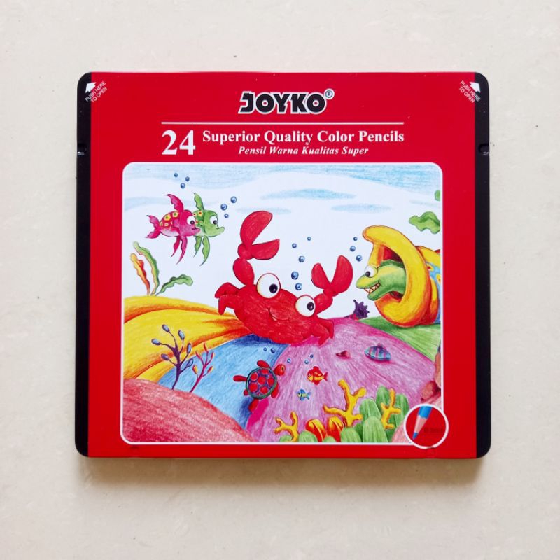 Jual [ KEMASAN KALENG ] Color Pencil 24 Warna Pensil Warna Joyko CP ...