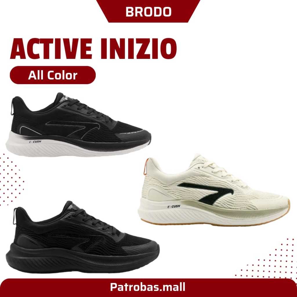 Jual BRODO Active Inizio Black White Sepatu Sneakers Running Olahraga ...