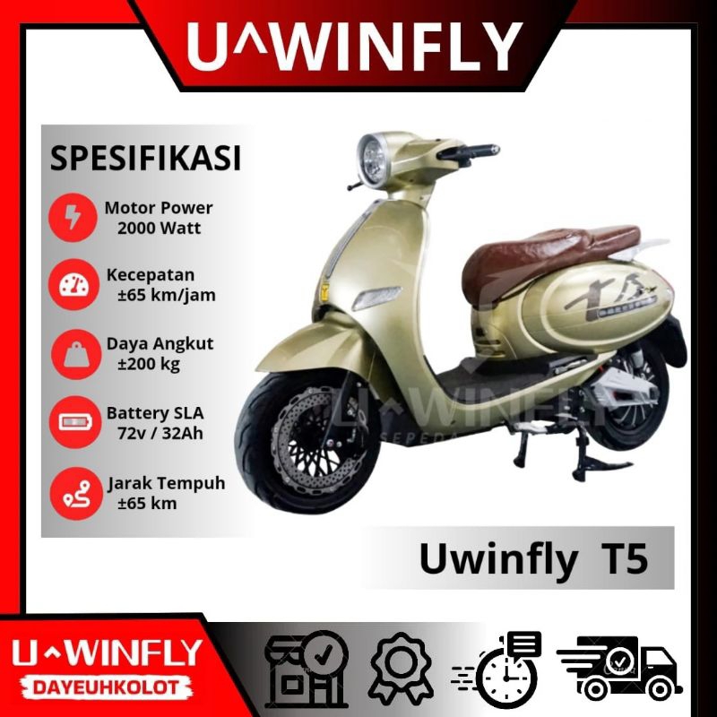 Jual Motor Listrik Uwinfly T5 Gold 2000Watt 72V 32AH Bergaransi Resmi ...