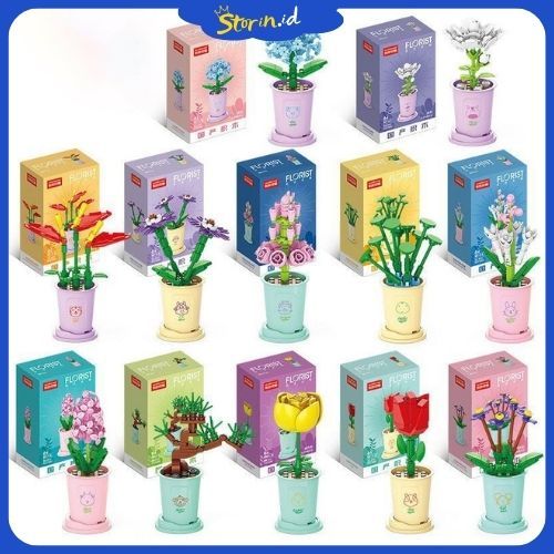 Jual STORIN - Brick Nano Block Pot Flowers DIY Bunga Mini Mainan Anak ...