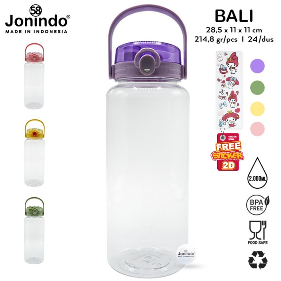 Jual Botol Minum Plastik Jonindo BALI 2.000ml / Botol Minum 2 Liter ...
