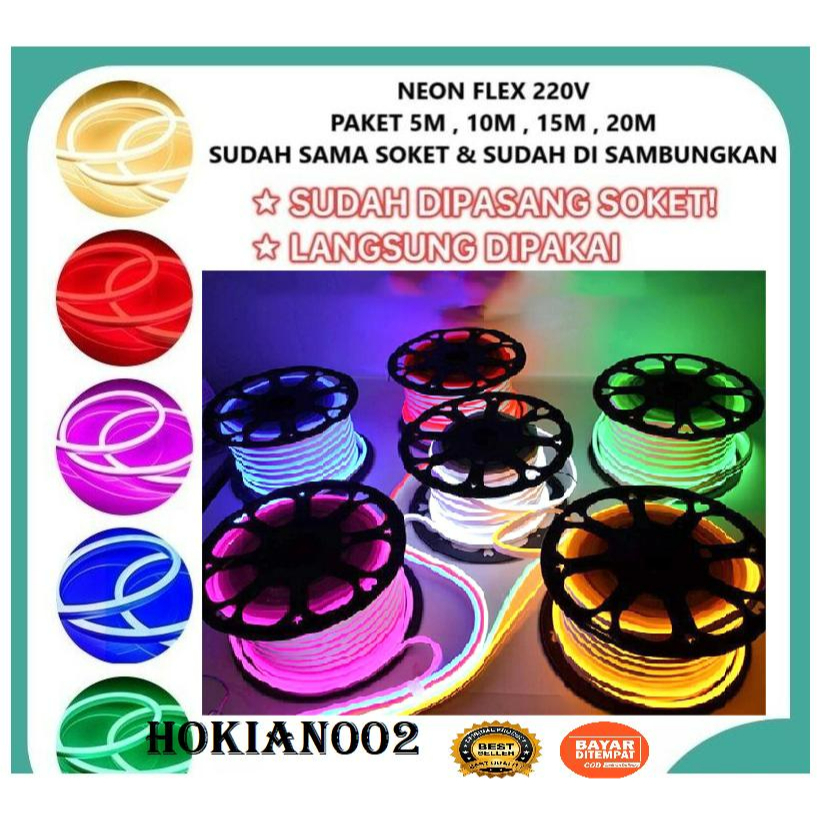 Jual LAMPU LED Neon Flexible AC 220V Paket 5M ,10M , 15M , 20M (FREE ...