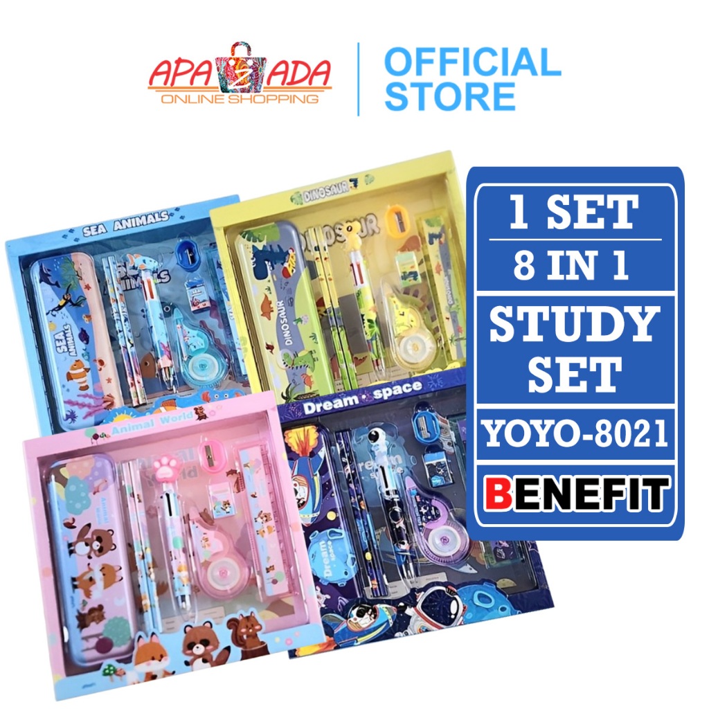 Jual Apazada - Stationery Set Isi 8 / Study Set YOYO-8021 / Set ...