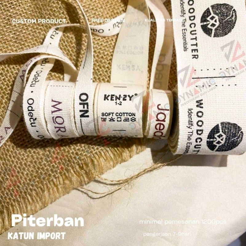 Jual 100pcs custom label katun import label piterban label lembut label ...