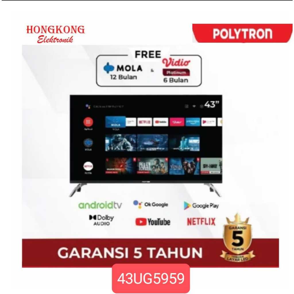Jual LED POLYTRON 4K SMART GOOGLE TV 43 INCH PLD 43UG5959 | Shopee ...
