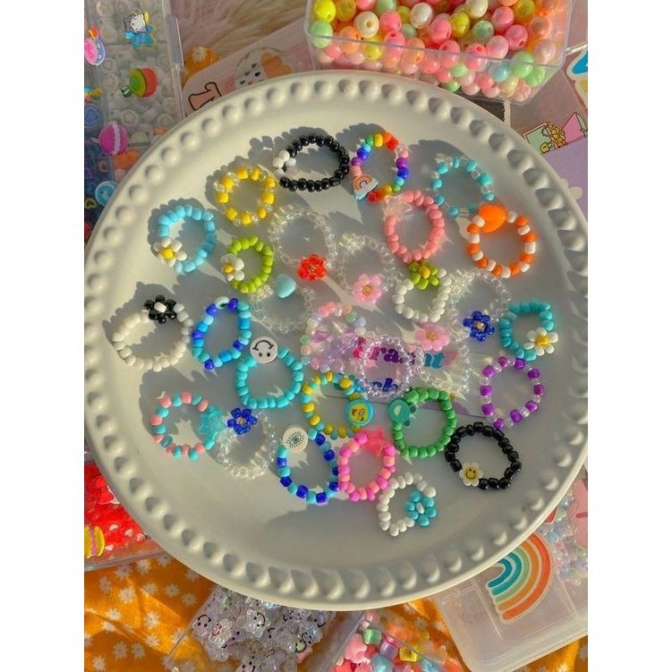 Jual Cincin Manik manik Isi 20 PCS - aesthetic lucu wanita korea ...
