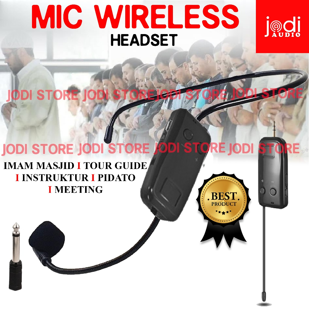 Jual JODI HM 1 / HM 2 Microphone Mic Clip On Wireless Bando UHF 2.4G Presentasi Tur Imam Masjid ...