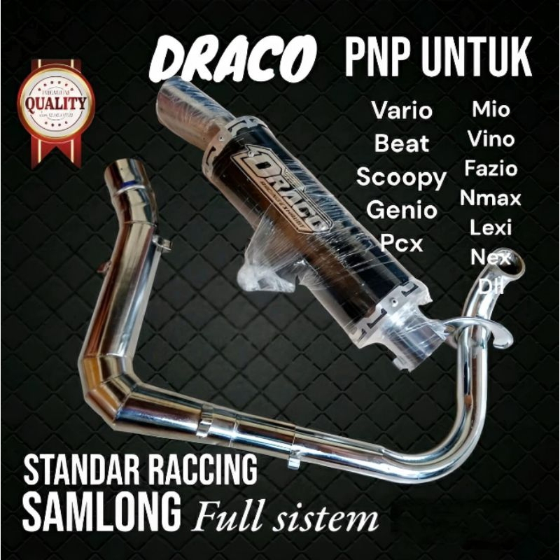 Jual knalpot Racing Samlong DRACO full sistem inlet 48 Vario 125, beat deluxe, Vario 150,mio ...
