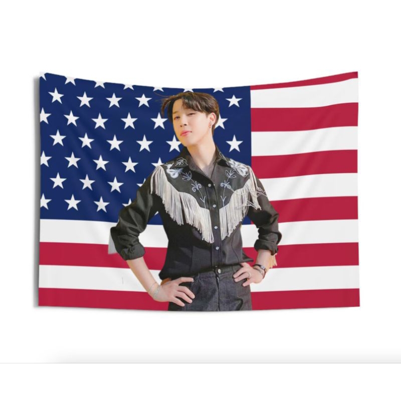 Jual BTS Kpop American Flag Tapestry, BTS Kpop Merch Decor, Gift Ideas ...