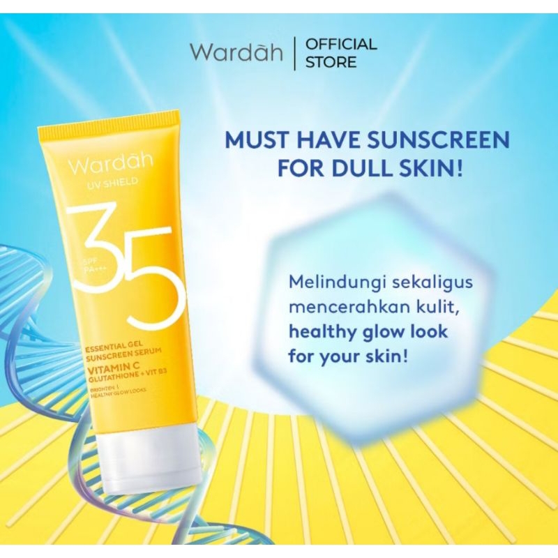 Jual Wardah UV Shield Essential Gel Sunscreen Serum SPF 35 PA +++ 40ml ...