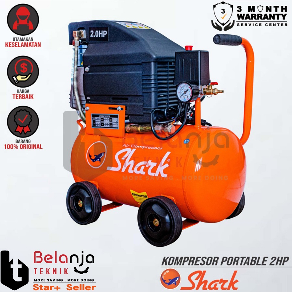 Jual Shark 2 HP 25 Liter Kompressor Angin Listrik Portable Air ...