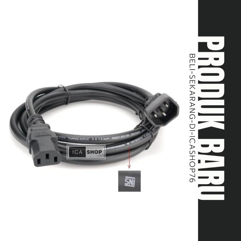 Jual KABEL POWER CPU-MONITOR C13-C14 5M SNI tebal 3x1.5mm | Shopee ...