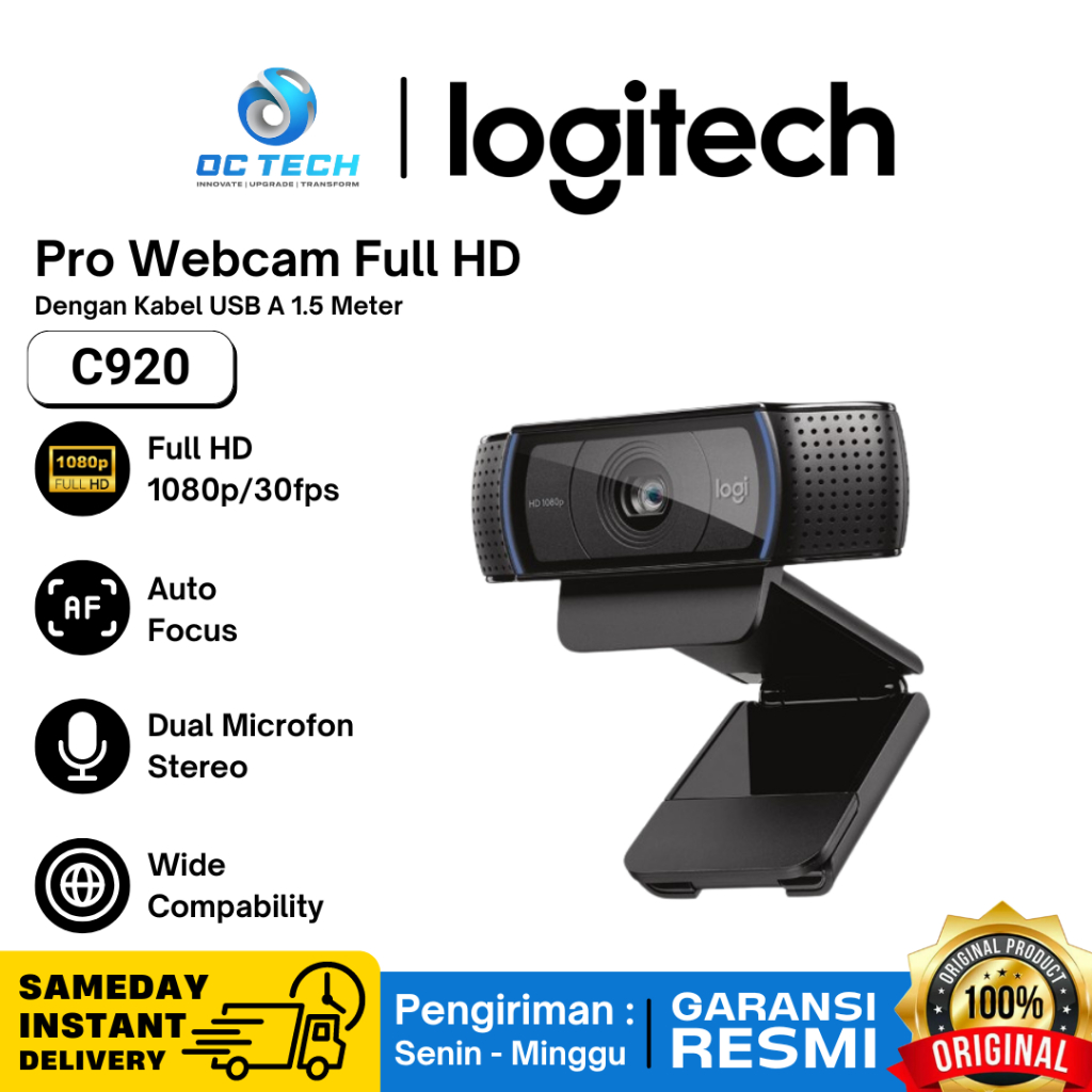 Jual Webcam Logitech C920 Webcam PRO Stream Full HD 1080p Auto Focus ...