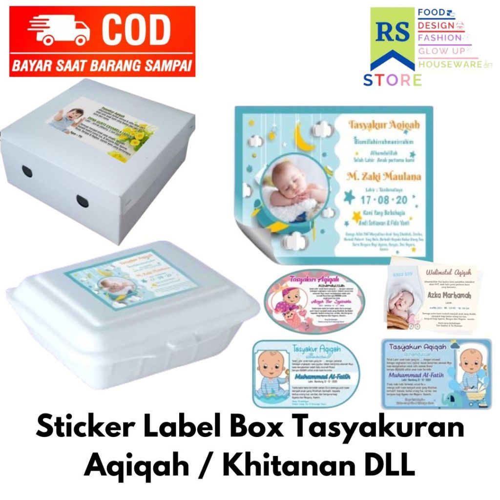 Jual cetak kartu stiker tasyakuran aqiqah custom stiker tasyakuran ...