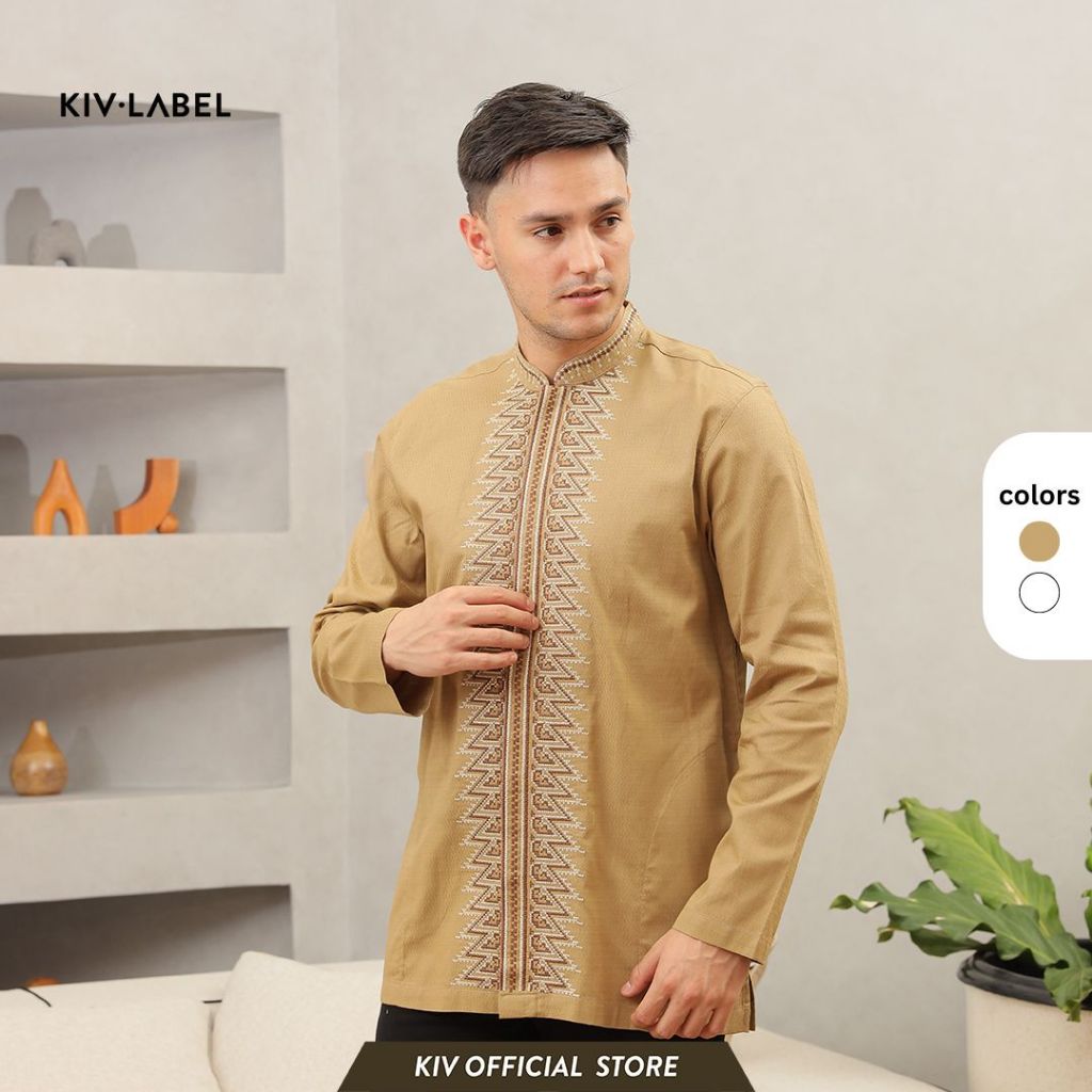 Jual KIV LABEL Baju Kemeja Koko Dewasa Muslim Bordir Atasan Putih White ...