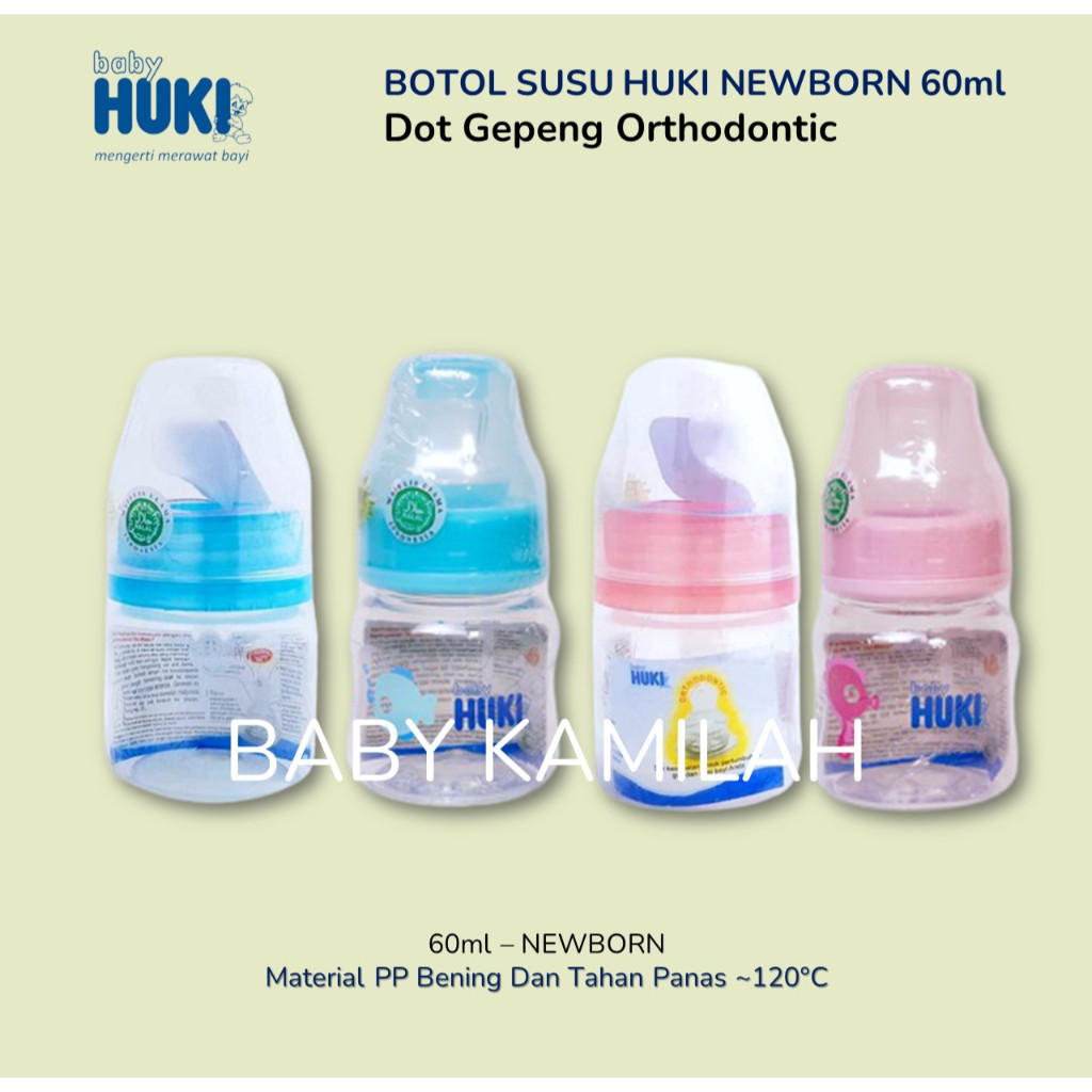 Jual Huki Baby Botol Susu 60ml - Dot Nipple Silicone Gepeng | Shopee Indonesia