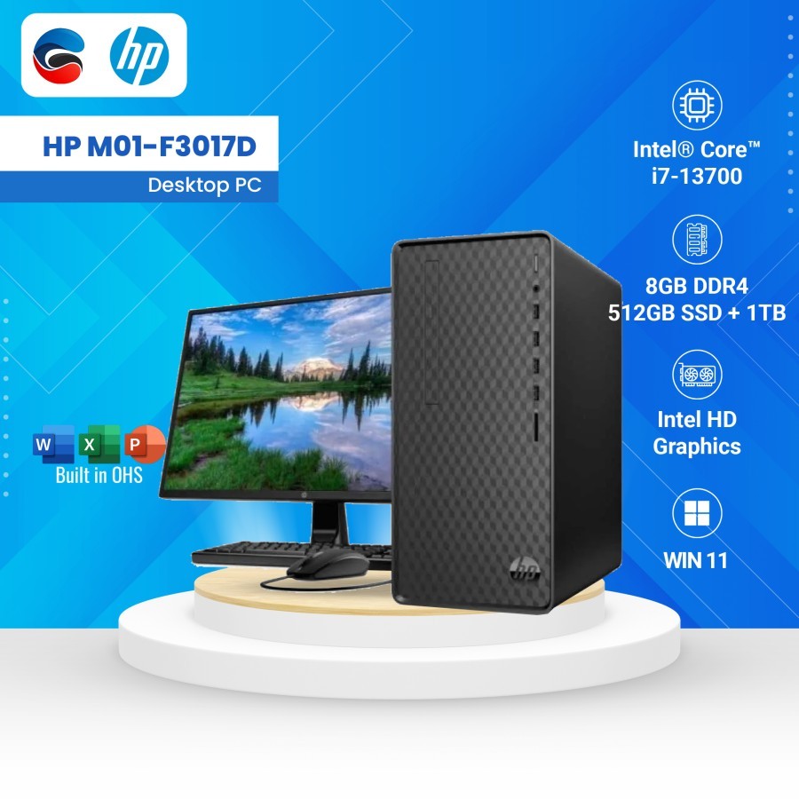 Jual HP PC Desktop M01 F3017D Intel I7 13700 8GB 512GB SSD + 1TB HDD W11 + LED HP 21.5" V22VE ...