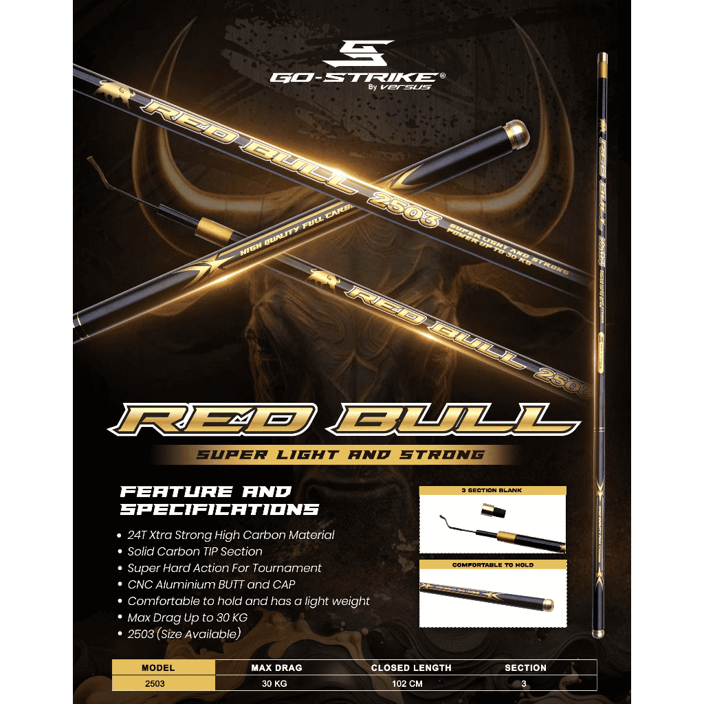 Jual Joran Tegek Pancing VERSUS RED BULL (GO STRIKE) | Shopee Indonesia